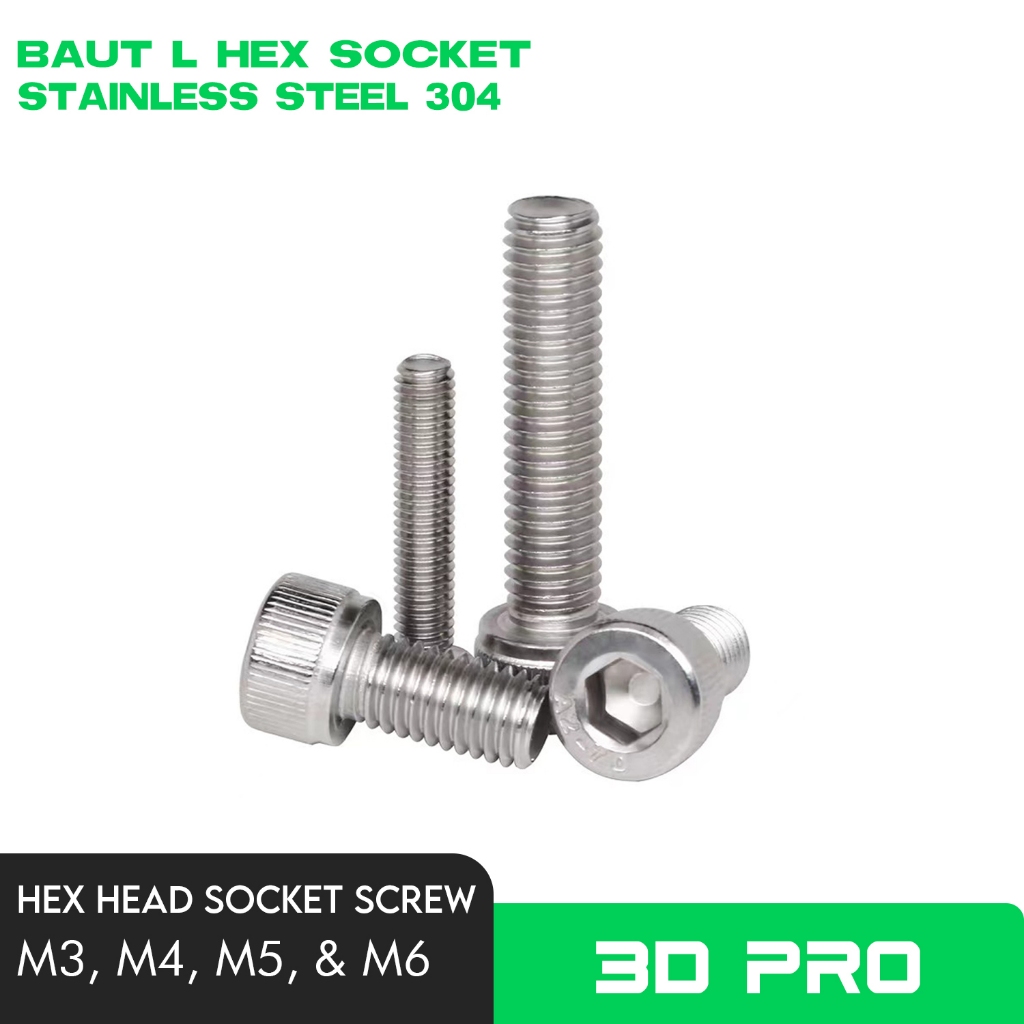 Jual Baut Hex Hexagonal L Screw Socket Head Cap Stainless SS 304 M3 M4 ...