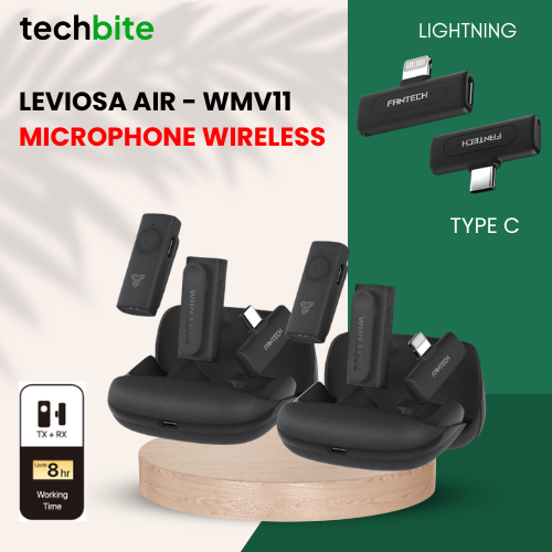 Jual Fantech LEVIOSA AIR Microphone Wireless Type C Lightning 2-In-1 ...