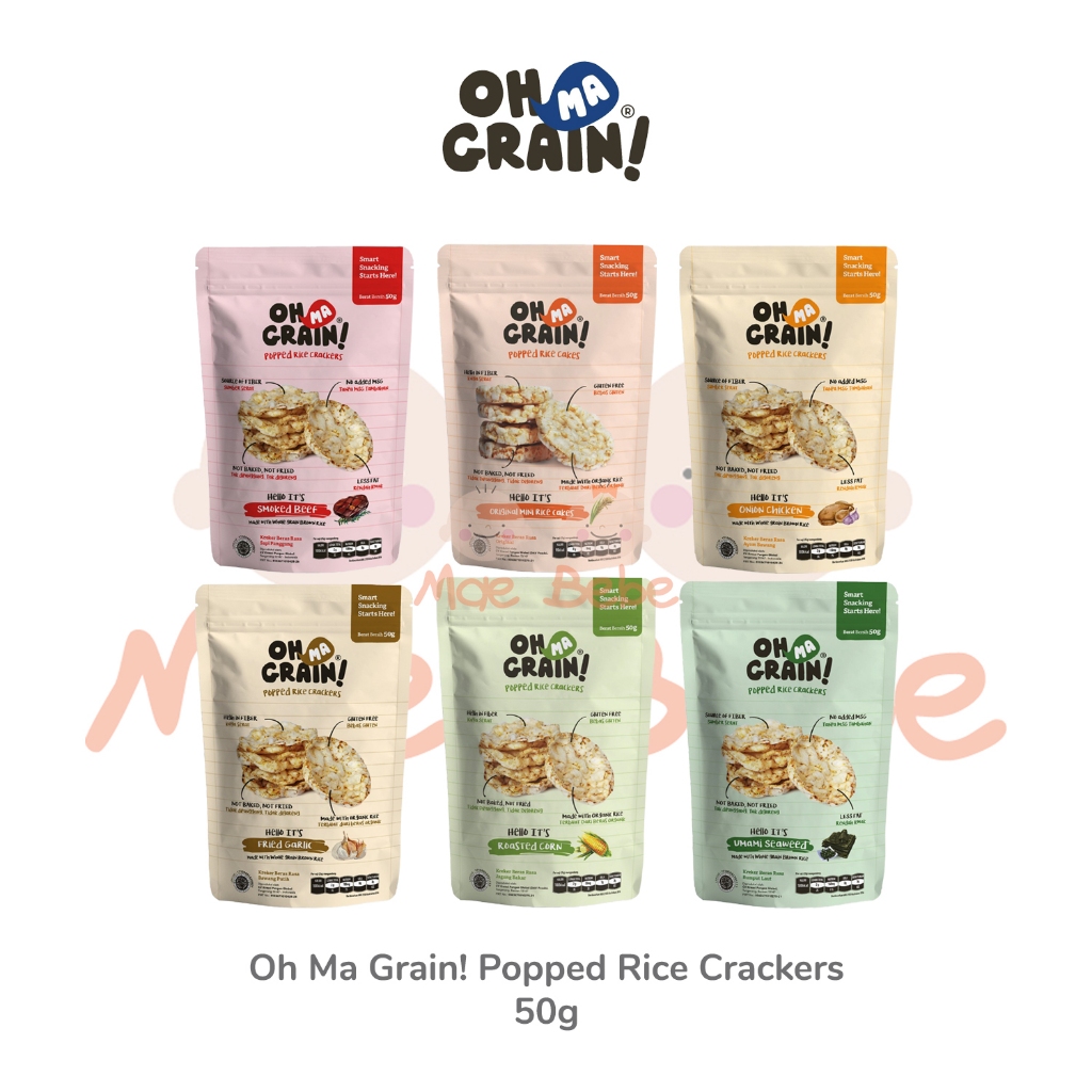Jual Oh Ma Grain! Popped Rice Crackers Snack Cemilan Beras | Shopee ...