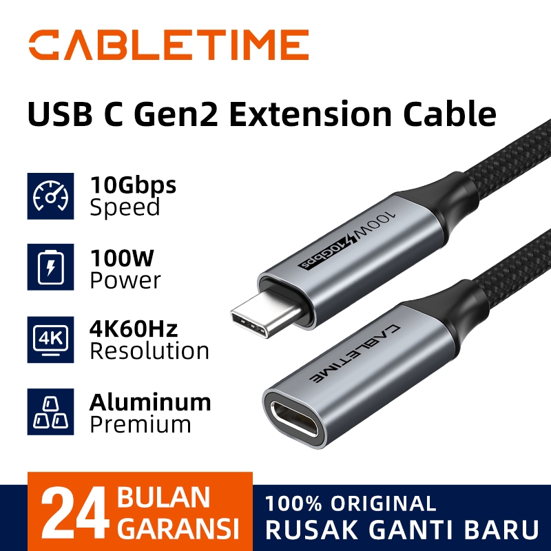 Jual CABLETIME Kabel Data USB Extension USB C USB 3.1 Thunderbolt 3 PD ...