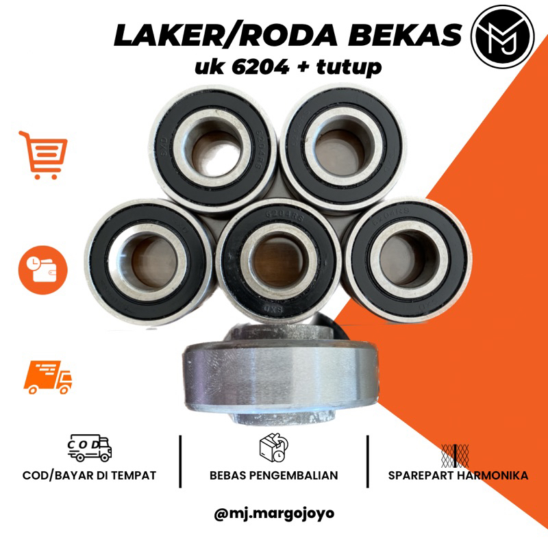 Jual [1 PCS] Bearing bekas 6204 zz + tutup laker bekas laher bekas ...