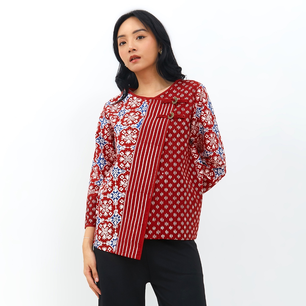 Jual NONA RARA - Tango Jlamprang T2731, Baju kerja blouse batik wanita ...