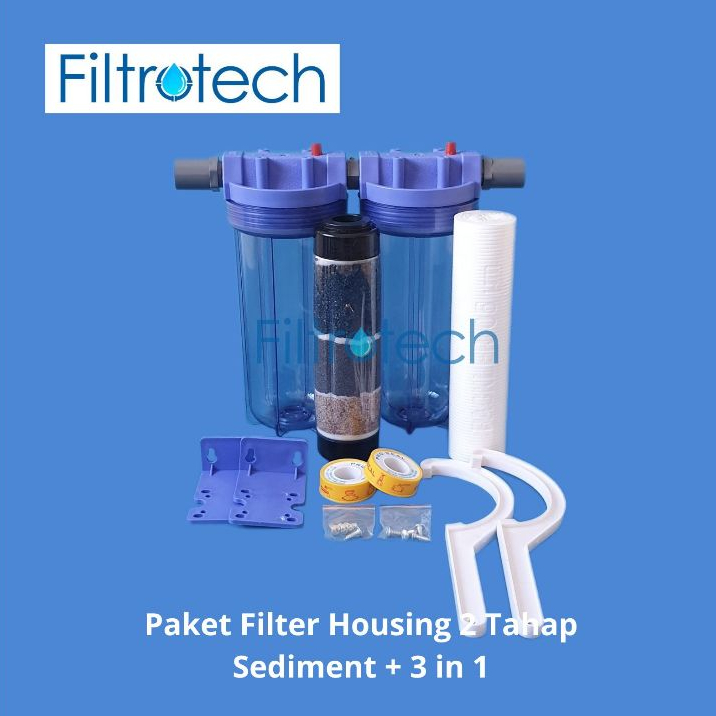 Jual Paket Filter Air 2 Housing 10" ( Sediment + 3in1 ) | Shopee Indonesia