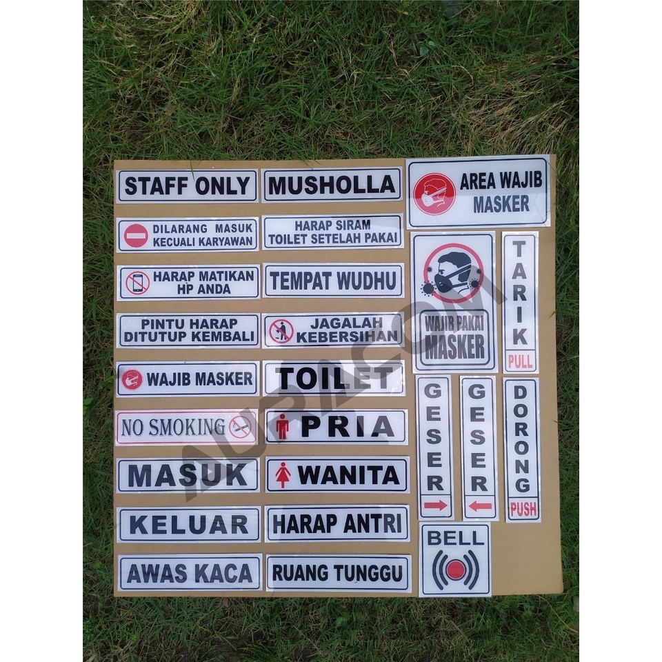 Jual COD, Akrilik, Sticker pintu varian tulisan di pintu(openclose ...