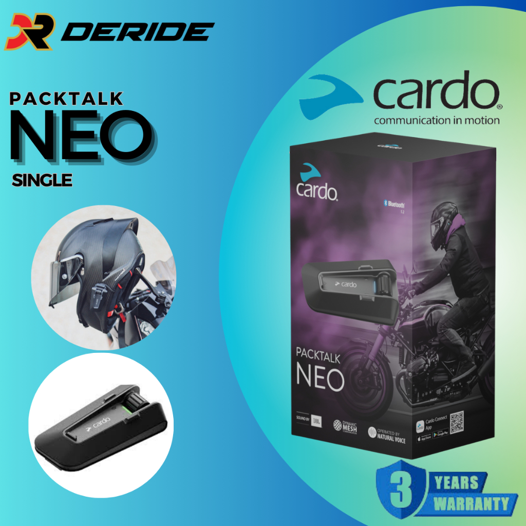 Jual DERIDE Interkom Motor Cardo Packtalk Neo Single Intercom Helm ...