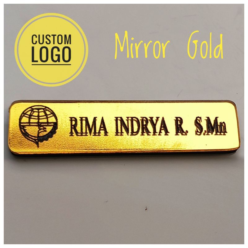 Jual Mirror Name Tag, Gold Emas, Logo Korpri Nama NIP Cemiti & Magnet ...