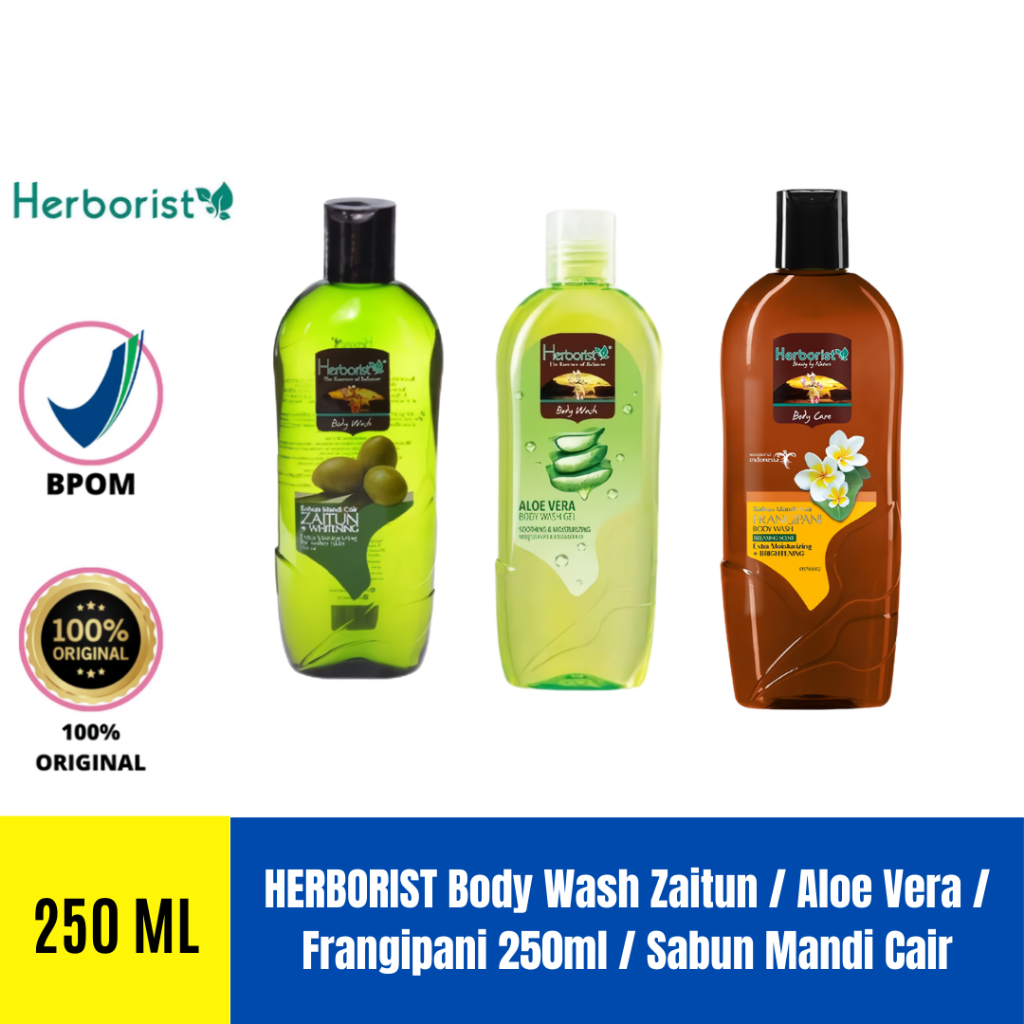Jual Herborist Body Wash Zaitun / Aloevera / Prangipani 250ml ...