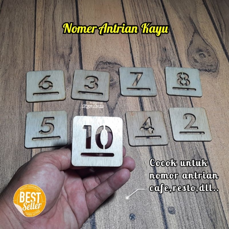 Jual Nomer Antrian Meja Pesanan Kayu / Sign Penanda Nomor Urut Cafe ...