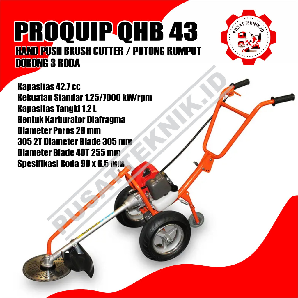 Jual MESIN POTONG RUMPUT DORONG MINI 3 RODA QHB 43 PROQUIP HAND PUSH ...