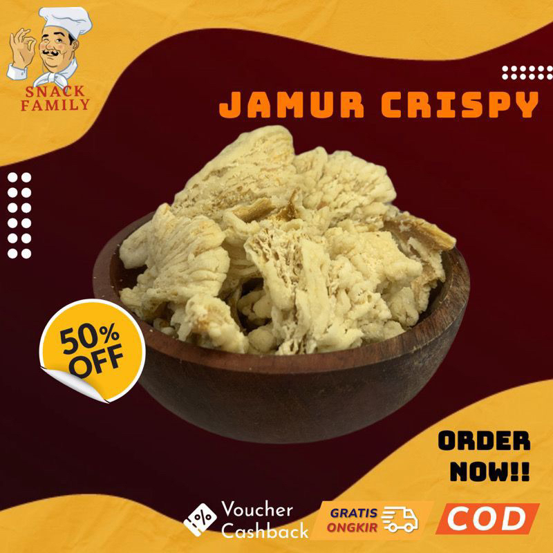 Jual JAMUR CRISPY | JAMUR TIRAM CRISPY KEMASAN POUCH | Shopee Indonesia