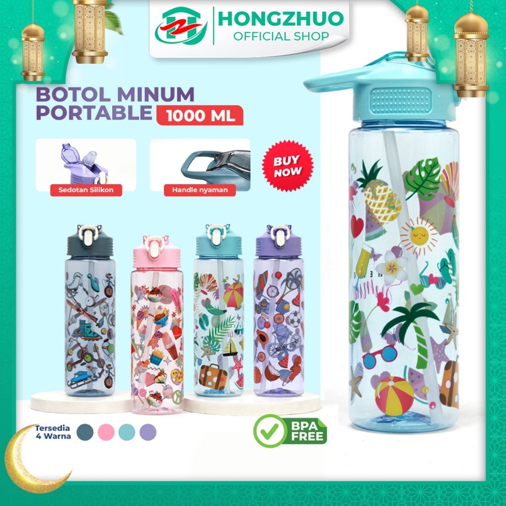Jual Hongzhuo Botol Minum Portable Viral Korea Tumbler Bening Sport Aesthetic Kapasitas 1000ml ...