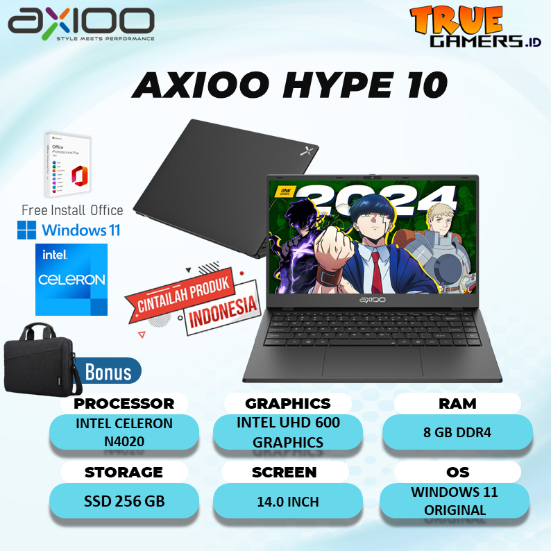 Jual LAPTOP AXIOO HYPE 10 N4020 8GB 256GB SSD / CINTA PRODUK INDONESIA ...