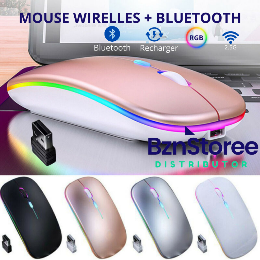 Jual Mouse 2 4g Silent Wireless Rechargeable 1600 Dpi Rgb Led Backlit Mouse Gaming Rgb Led
