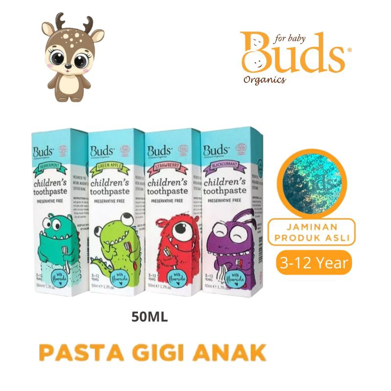 Jual Buds Oralcare / Oral Gel Organics Toothpaste With Fluoride 3-12 ...