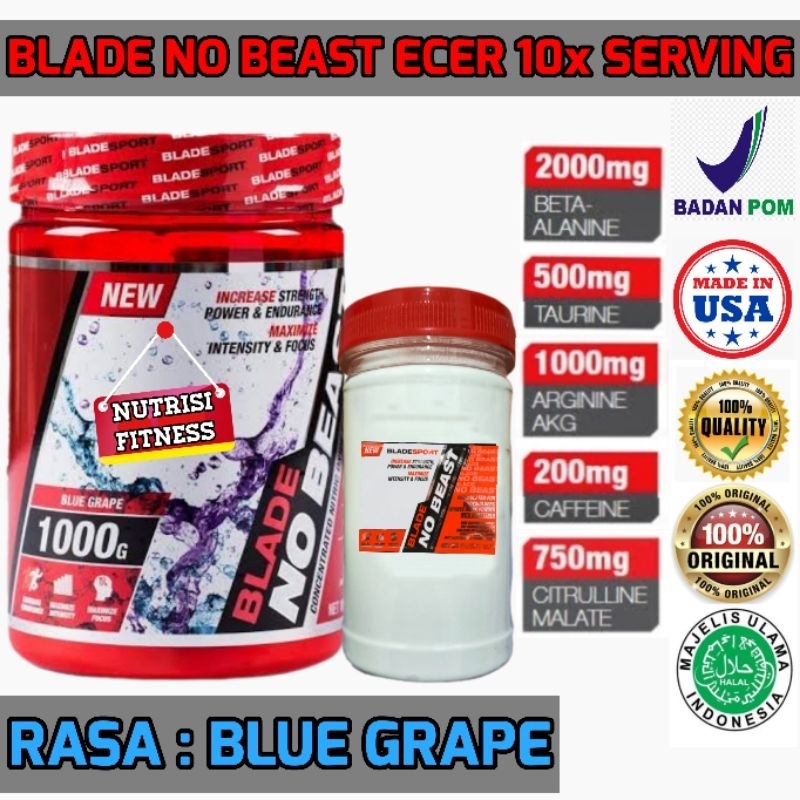 Jual BLADE NO BEAST PRE WORKOUT ECER PWO REPACK CITRULINE ARGININE BETA ...