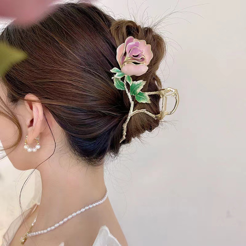 Jual Jepit Rambut Korea Bahan Alloy 11cm JUMBO Motif Bunga Mawar Jedai ...