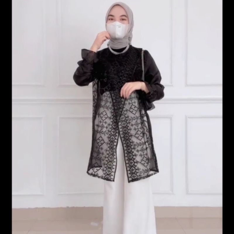 Jual Alaska Tunik | Vest Tunik Organza Bordir Outer Organza Full Payet ...