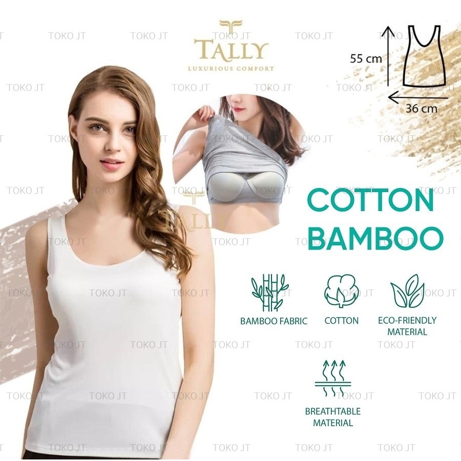 Jual Atasan Tank Top Bahan Bamboo Singlet Cup Busa Tally Cup Bra ...