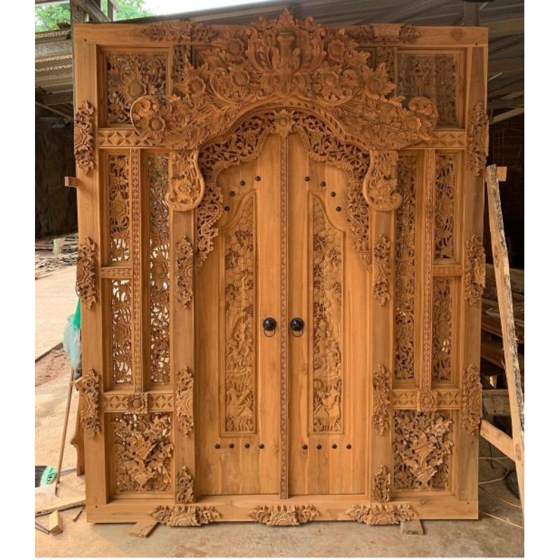 Jual pintu ukir motif bali/style bali fuul jati | Shopee Indonesia