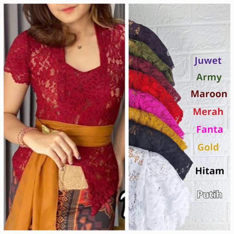 Jual Kebaya Bali Jadi Modern Brokat Sofia Strecth Lengan Pendek Model ...