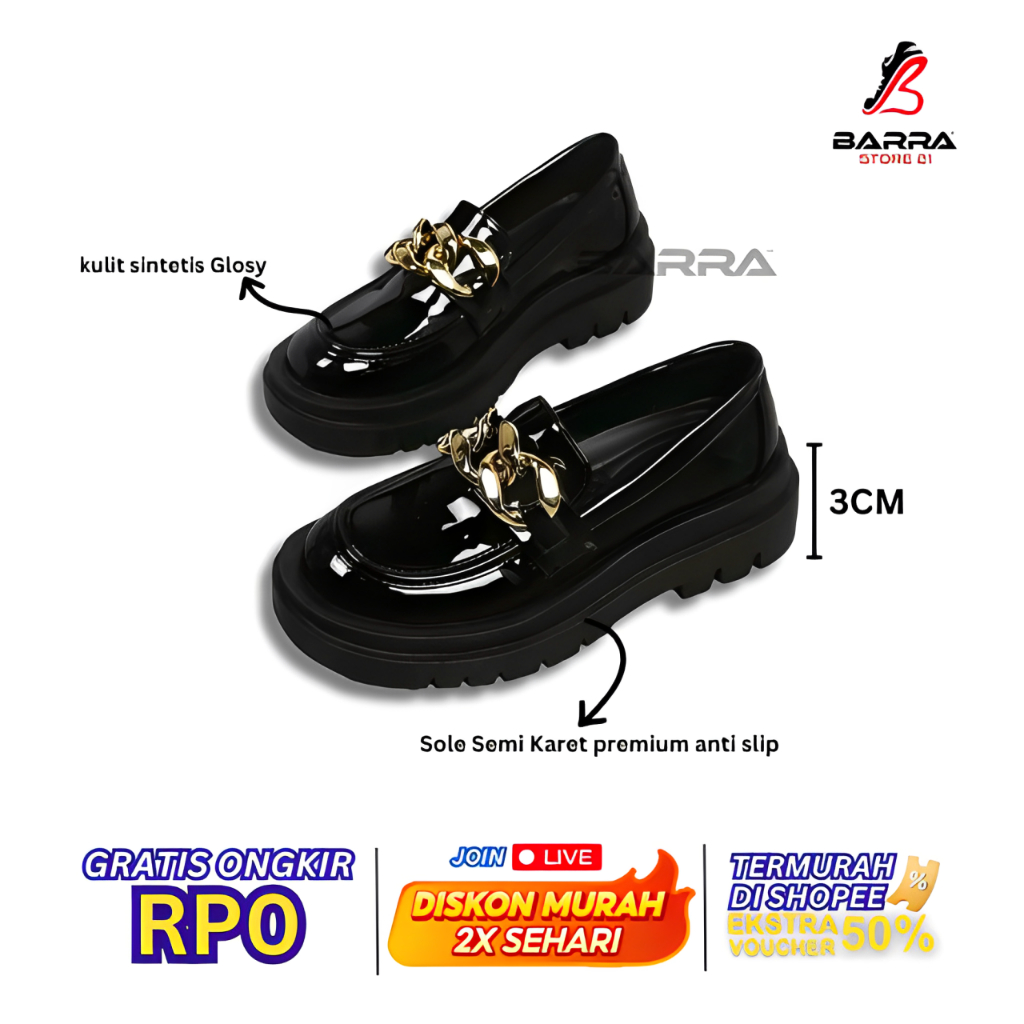 Jual BARRA21-COD Sepatu Docmart Wanita Rantai Logam Gold Premium ...