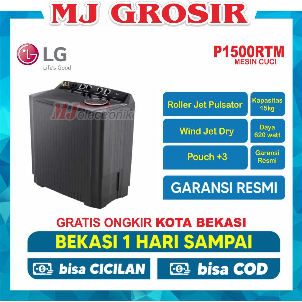 Jual MESIN CUCI LG P 1500 RTM 15KG 2 TABUNG P1500RTM KAPASITAS BESAR | Shopee Indonesia