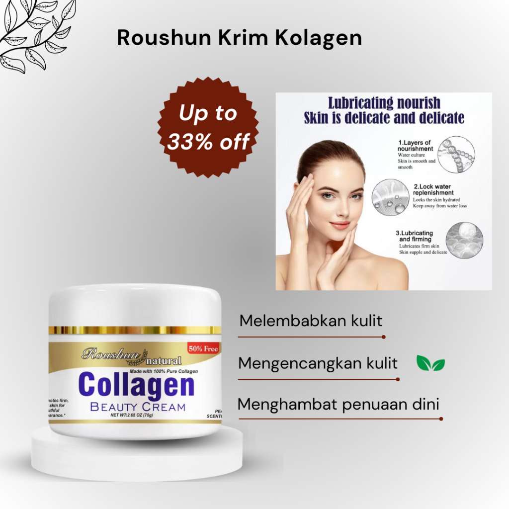 Jual ROUSHUN NATURAL Krim Kolagen Anti-Penuaan Mencerahkan Wajah 80g ...