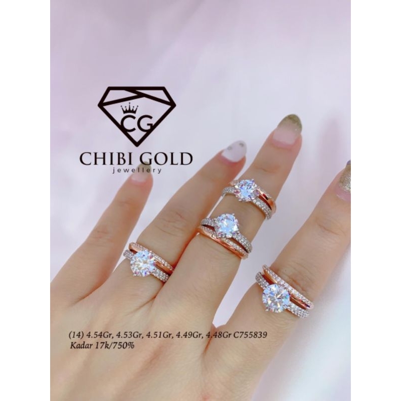 Jual CHIBI GOLD - cincin diamond look 2layer kombinasi warna emas 750 ...