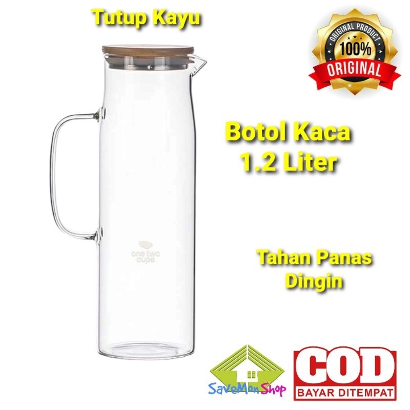 Jual Botol Minyak Goreng Kaca 1 Liter Tahan Panas Tutup Kayu Pitcher ...
