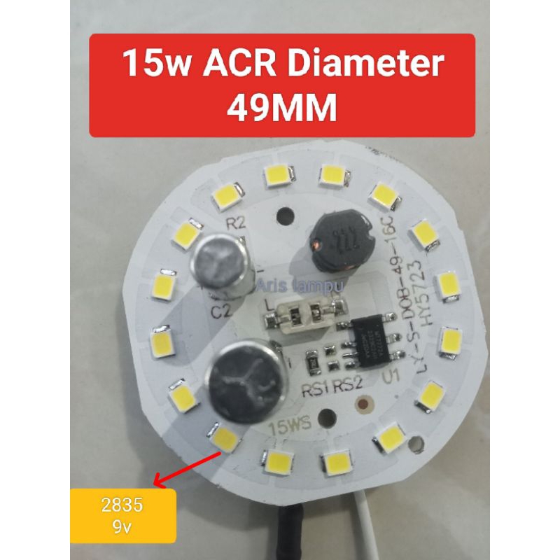 Jual LED ac acr 15watt nyala putih terang chip 9v D48 mm | Shopee Indonesia