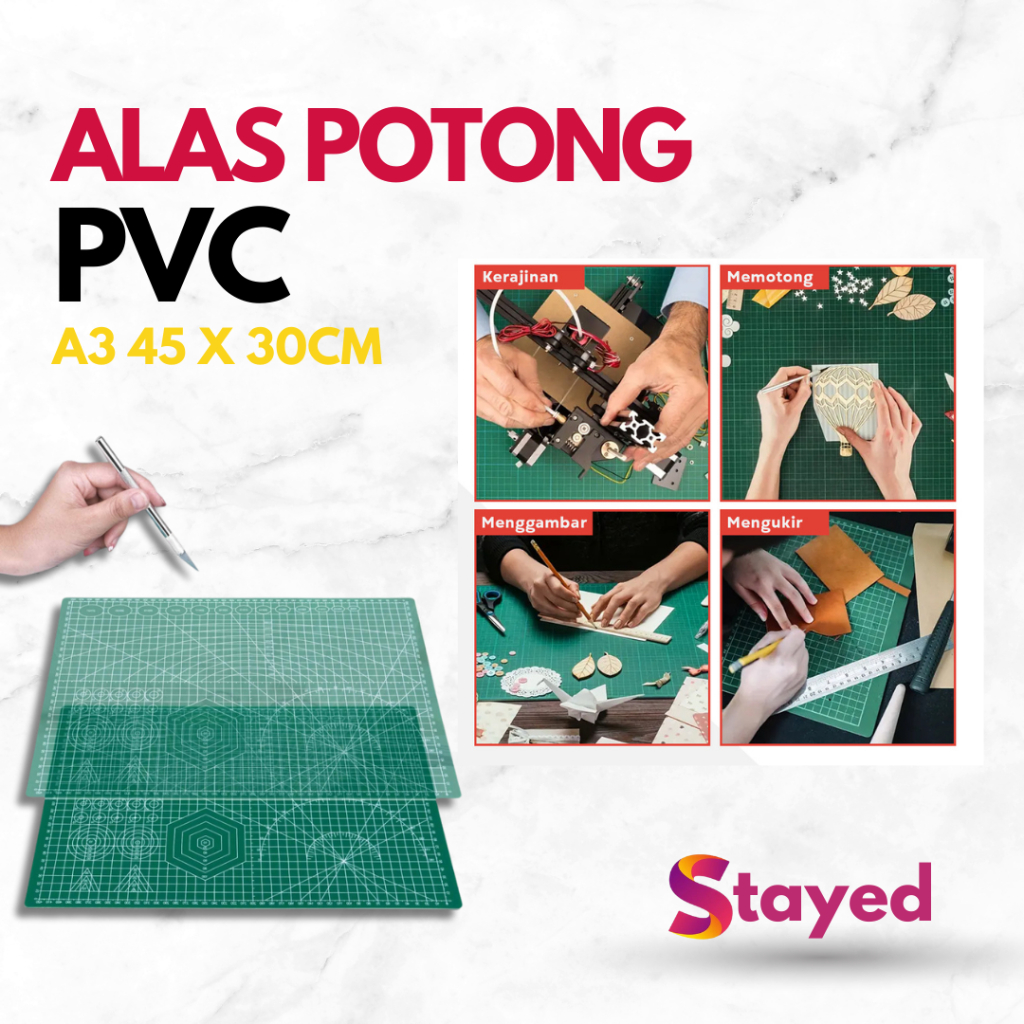 Jual Alas Potong Work Cutting Mat Pad Ukuran A3 A4 dan Mini 8 cm 45 x 30cm - Green | Shopee ...