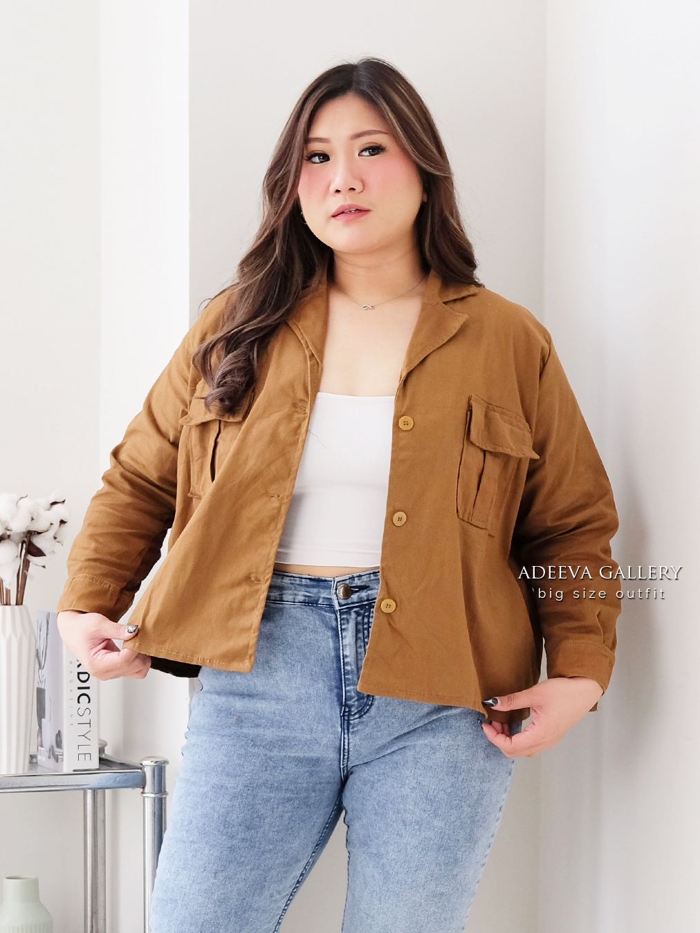 Jual ADEEVA Yuka Blazer Crop Jumbo | Jacket Outer Oversize Crop | Shopee Indonesia
