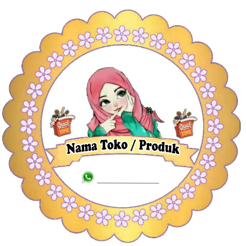 Jual STIKER PRODUK CEMILAN / MAKANAN RINGAN / SNACK / MOTIF HIJAB FRAME ...