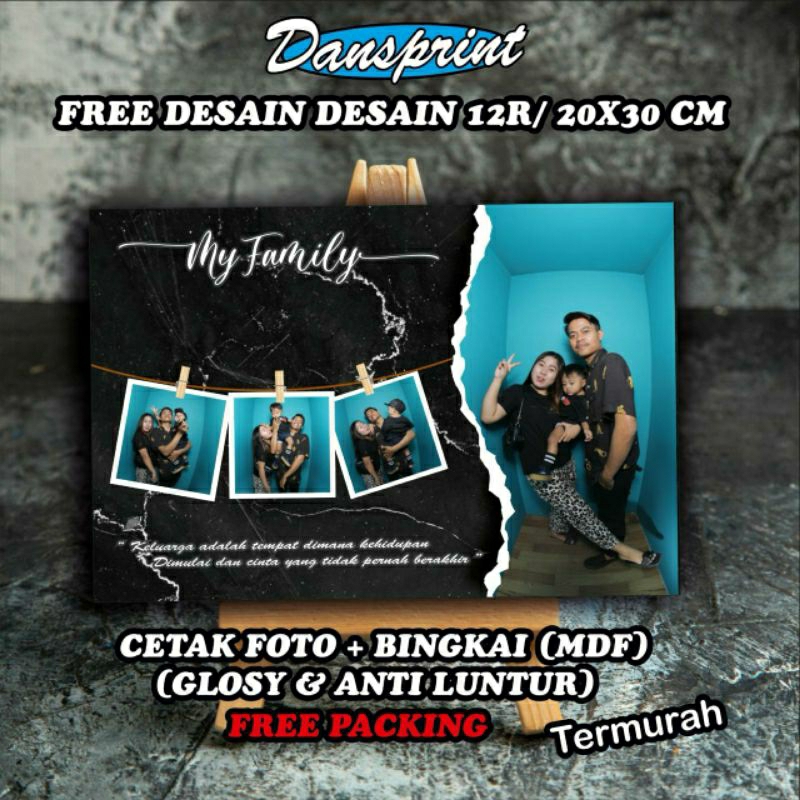 Jual CETAK FOTO + BINGKAI FREE DESAIN UK 20X30CM (12R) | Shopee Indonesia