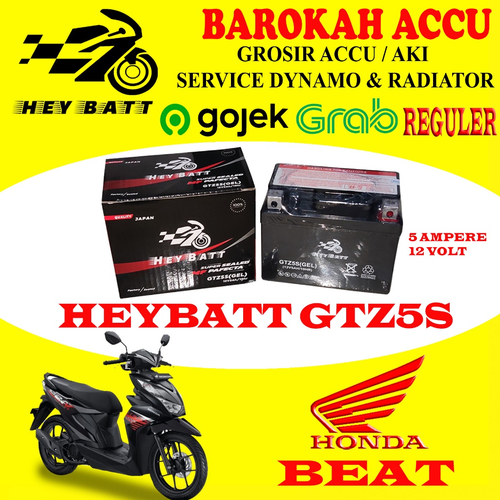 Jual AKI MOTOR HONDA BEAT HEYBATT GTZ5S , 5 AH | Shopee Indonesia