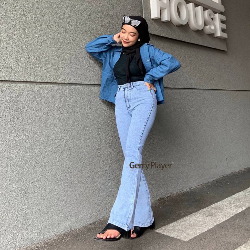 Jual Highwaist Jeans Cutbray Celana Cutbray Wanita Cutbray stretch Gaya Retro Kekinian | Shopee ...