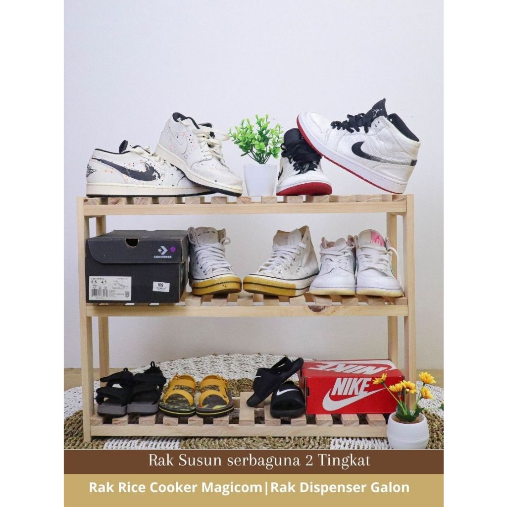 Jual Rak Sepatu Tempat wadah penyimpanan sepatu kayu minimalis 3 tiga ...