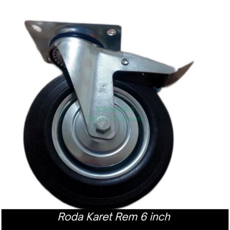 Jual Roda Karet Hitam HIDUP REM 6 inch Roda Trolley Gerobak Brake 6 ...
