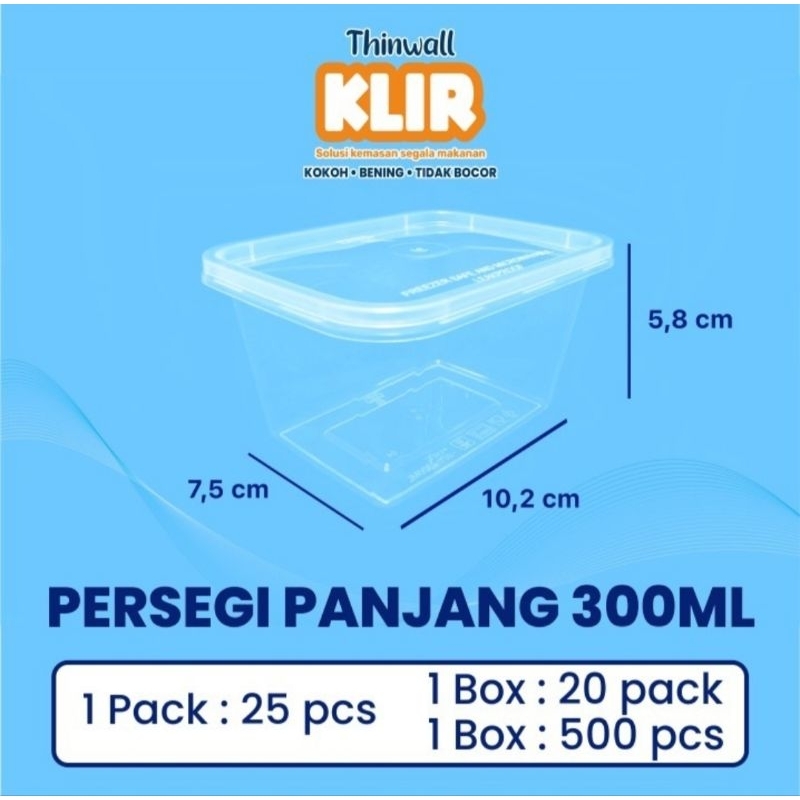 Jual Thinwal 300ml Persegi Panjang / food Container 300ml Rec Isi 25 ...