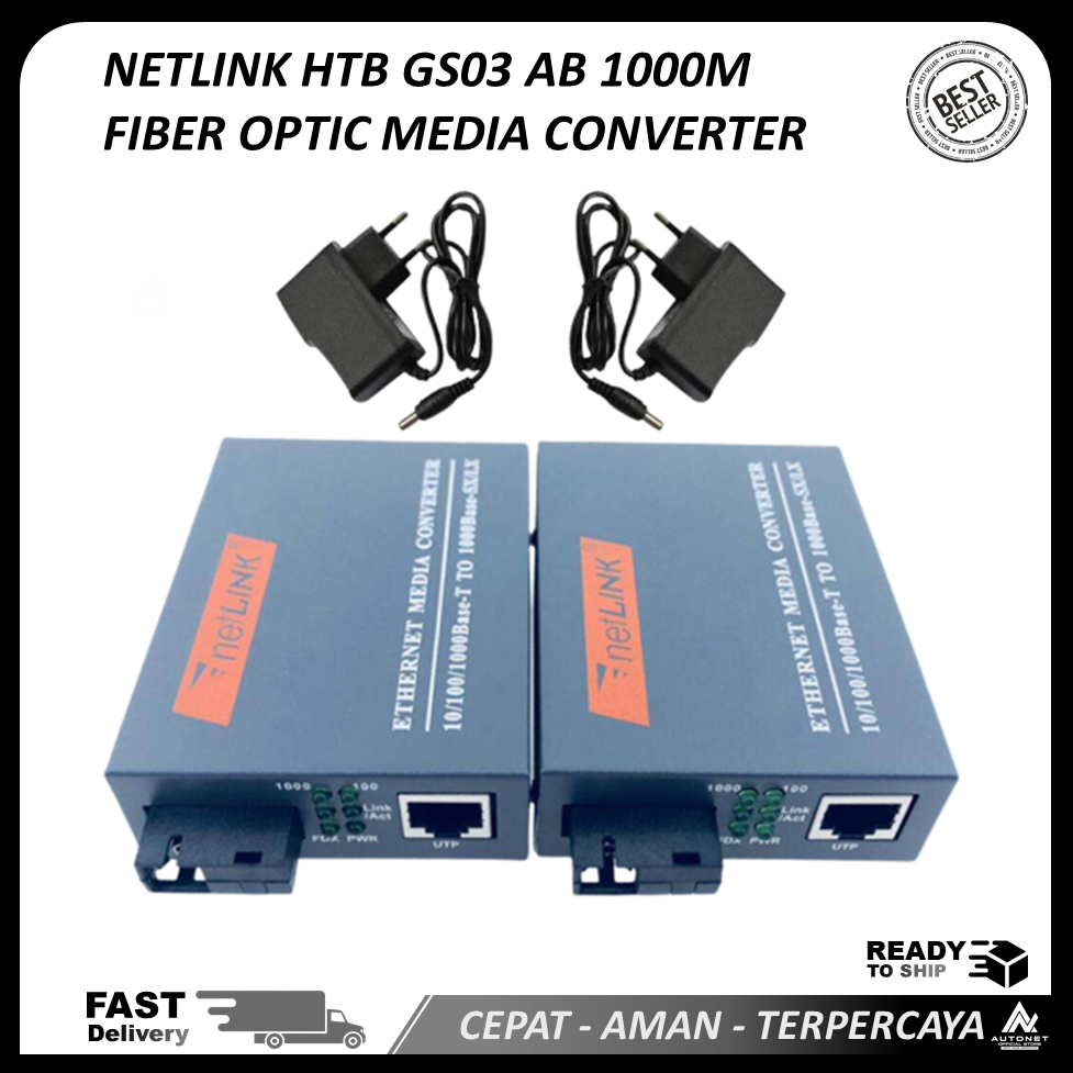 Jual Netlink HTB GS03 A B Fiber Optic Media Converter Gigabit Alat Pengubah Jaringan Optik LAN ...