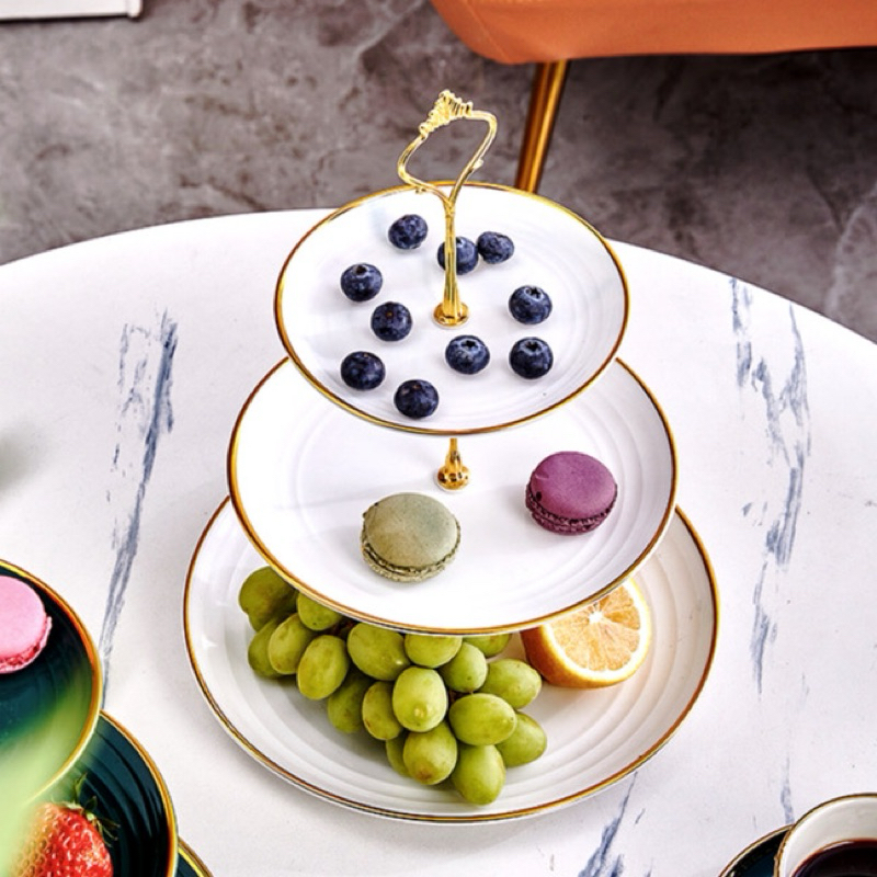 Jual Piring 3 tier / Rak Tempat Kue 3 Tingkat / Piring Saji 3 susun / cupcake holder / tempat ...