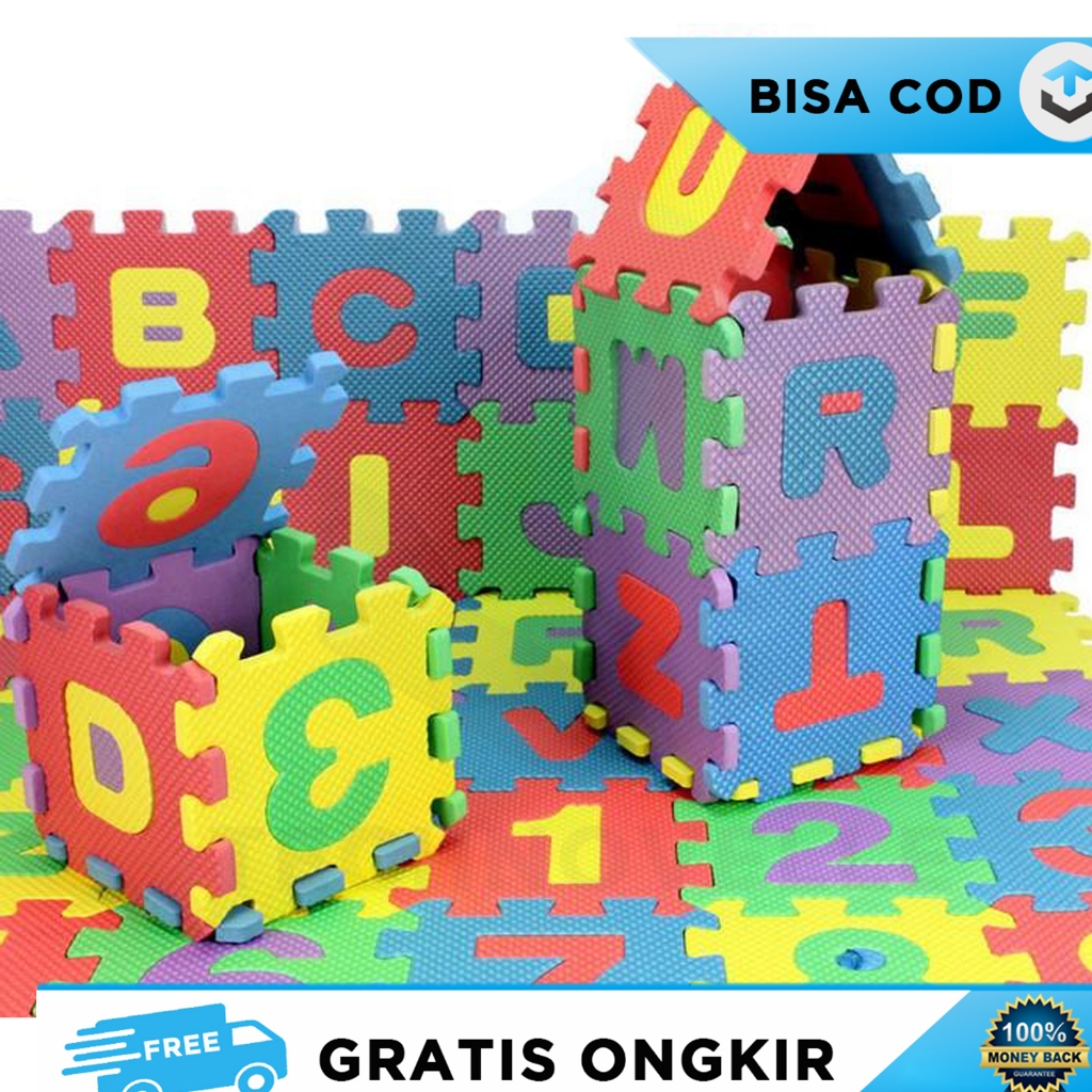 Jual PUZZLE FOAM LANTAI MATRAS ANAK ALPHABET DAN ANGKA 36PCS MULTI ...