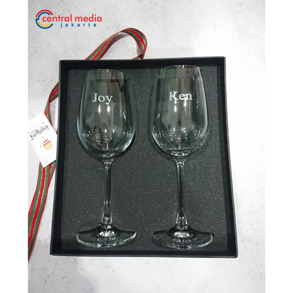 Jual Christmas Gift Set 2 Pcs Gelas Wine Grafir Custom Engraved Wine ...