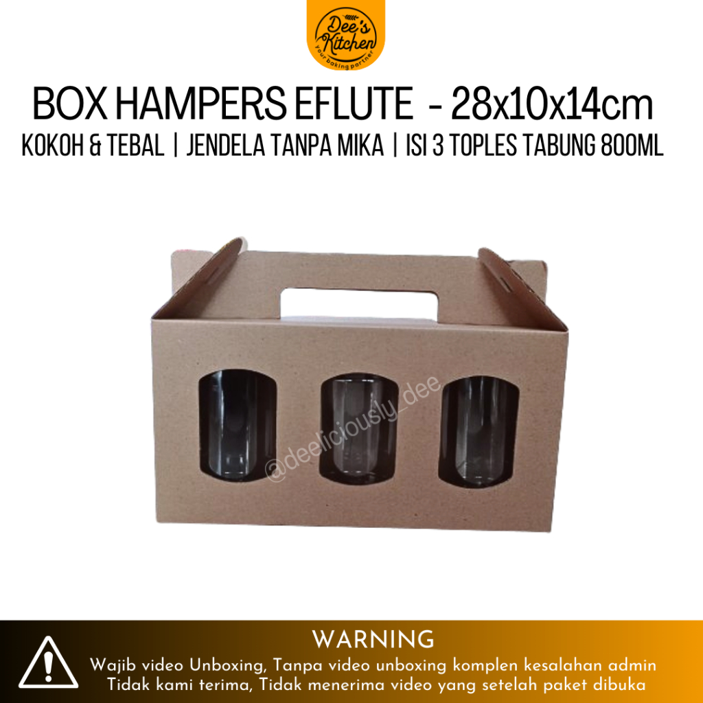 Jual [Untuk 3 Stoples Tabung] Gable Box EFlute Box Hampers Tabung 600ml ...