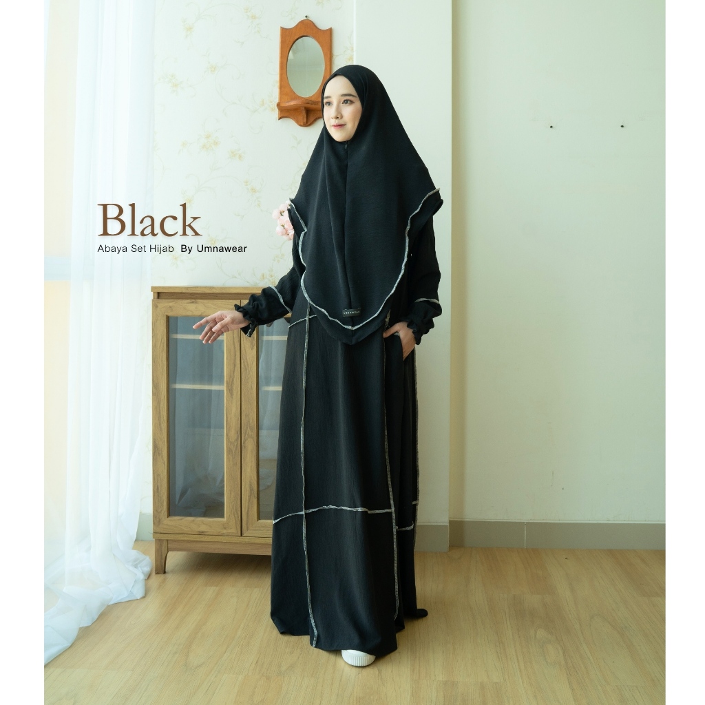 Jual Ceisya Abaya Set Khimar By Umnawear | Gamis Set Hijab Syari Baju Lebaran Abaya Obras ...