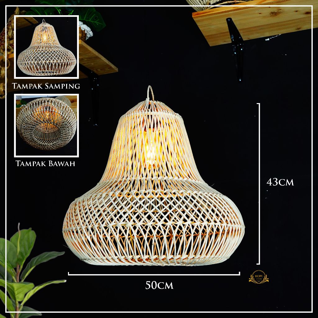 Jual TERLENGKAP Kap Lampu Rotan Gantung Hiasan Cafe,Rumah, Hotel Dll ...