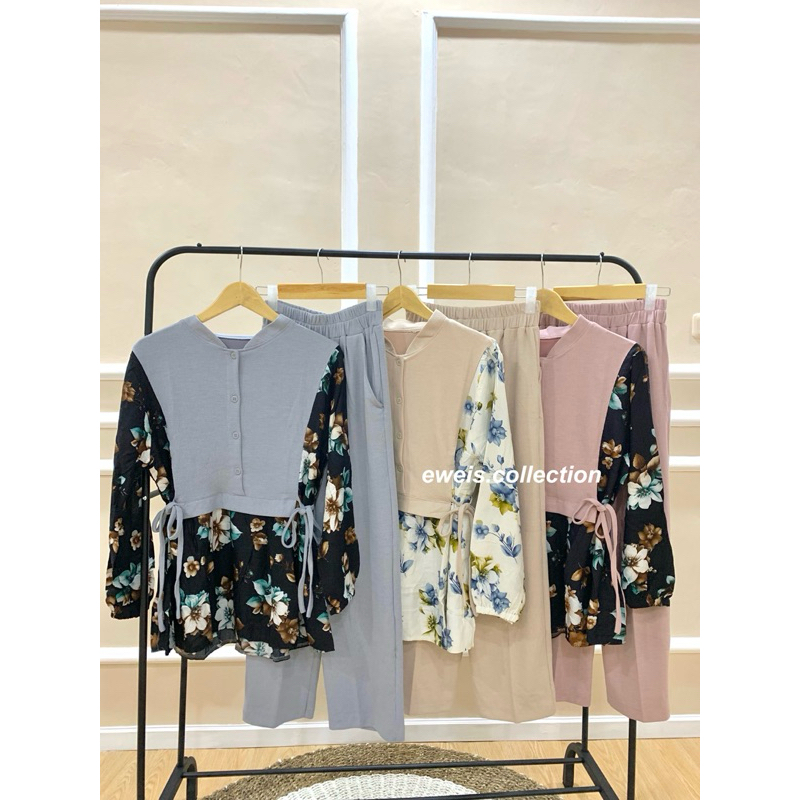 Jual EC0005 | Oneset Rayon Bunga Mix Knit | Bahan Premium | BISA COD ...