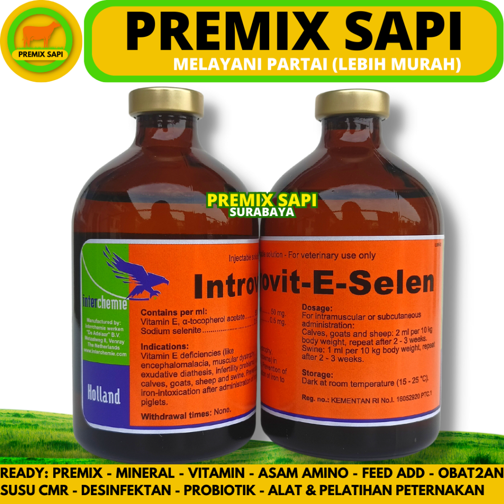 Jual INTROVIT E SELEN 100 ML - Vitamin E Selenium Injeksi Hewan Holland ...