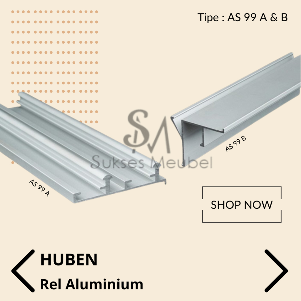 Jual HUBEN Rel Aluminium (Rel Atas + Bawah) 2 Meter AS - 99 - A + B ...