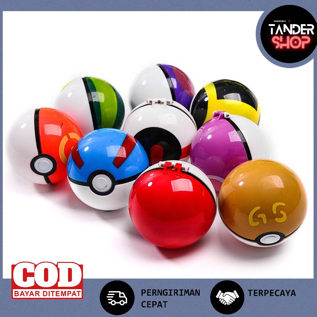Jual Mainan bola anak-anak Pokeball 7CM tombol buka tengah all varian ...